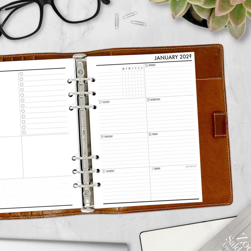 Complete Week on One Page Calendar Planner Insert | Monthly + Weekly Layout