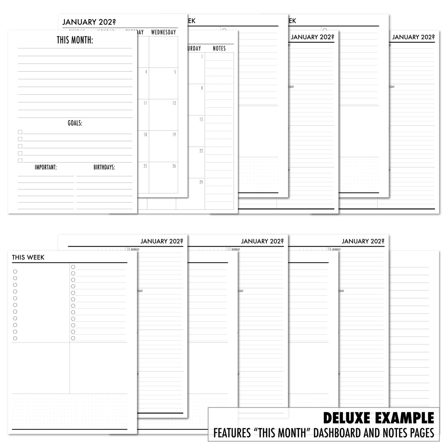 Complete Week on One Page Calendar Planner Insert | Monthly + Weekly Layout