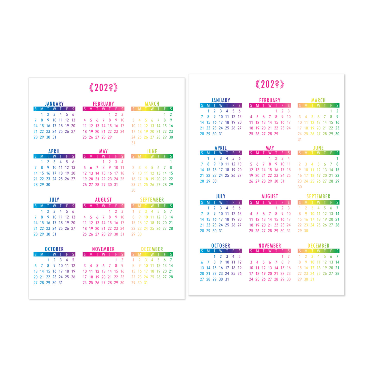 Annual At-A-Glance Calendar Planner Insert - Rainbow - CityGirl Planners