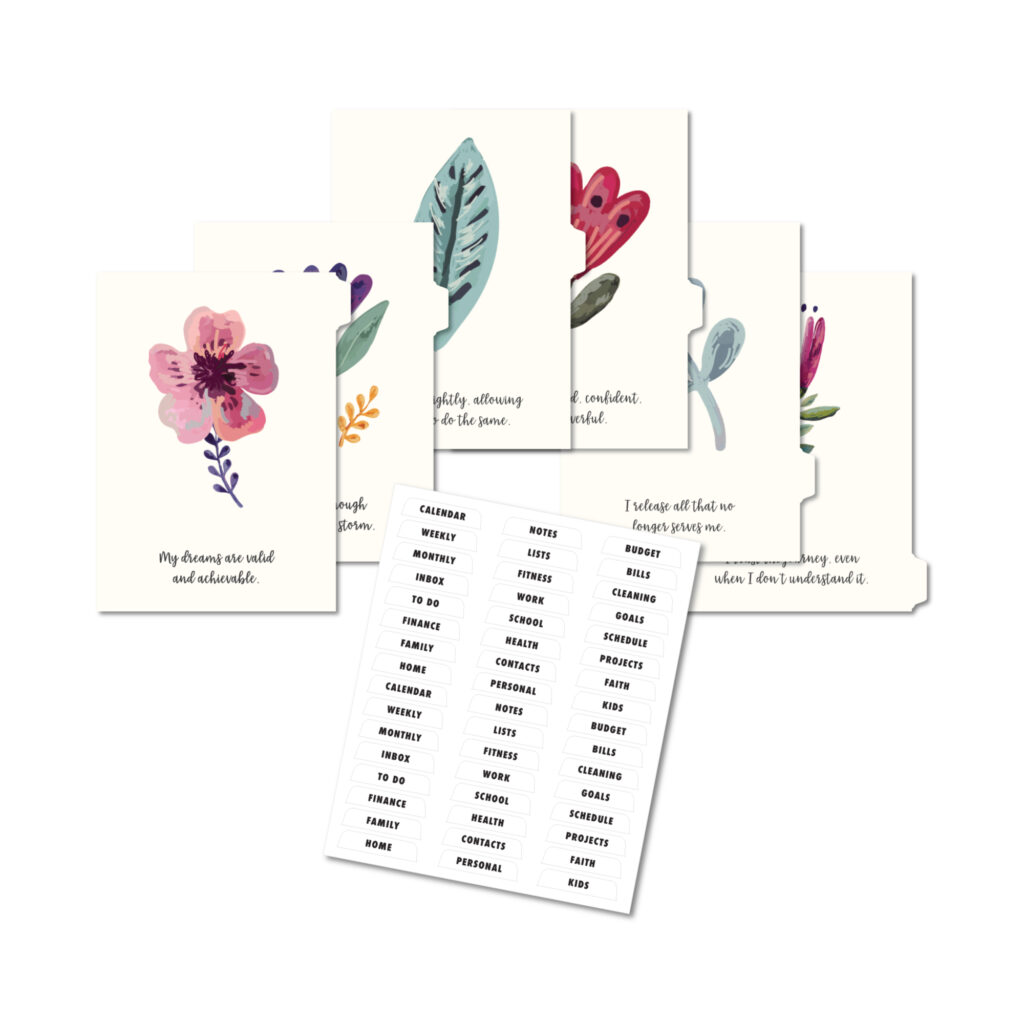 Watercolor of Life Planner Dividers & Labels — Affirmation Tab Set