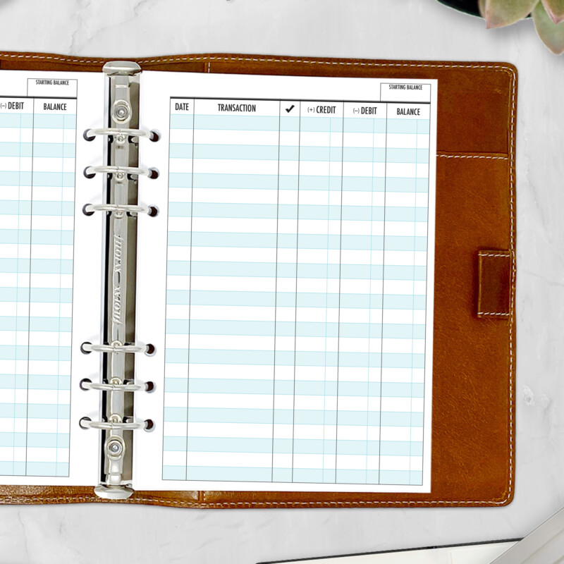 Checkbook Register Planner Insert – Vertical Finance Tracker in Sky ...