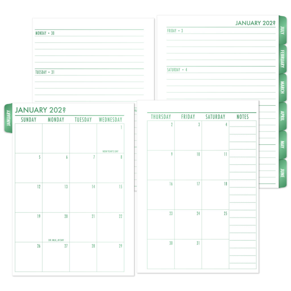 Weekly Horizontal + Monthly Tabbed Complete Planner Insert, Gold Luxe ...