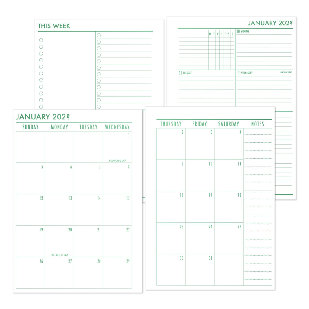 Weekly Horizontal + Monthly Complete Planner Insert, Gold Luxe Gradient